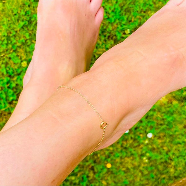 14k Gold Anklet - Etsy