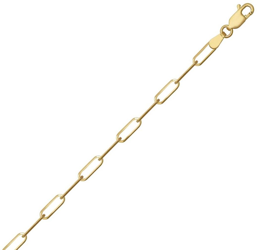 9ct Gold Paperclip Necklace, Solid Gold Chain Necklace 3mm Thickness ...