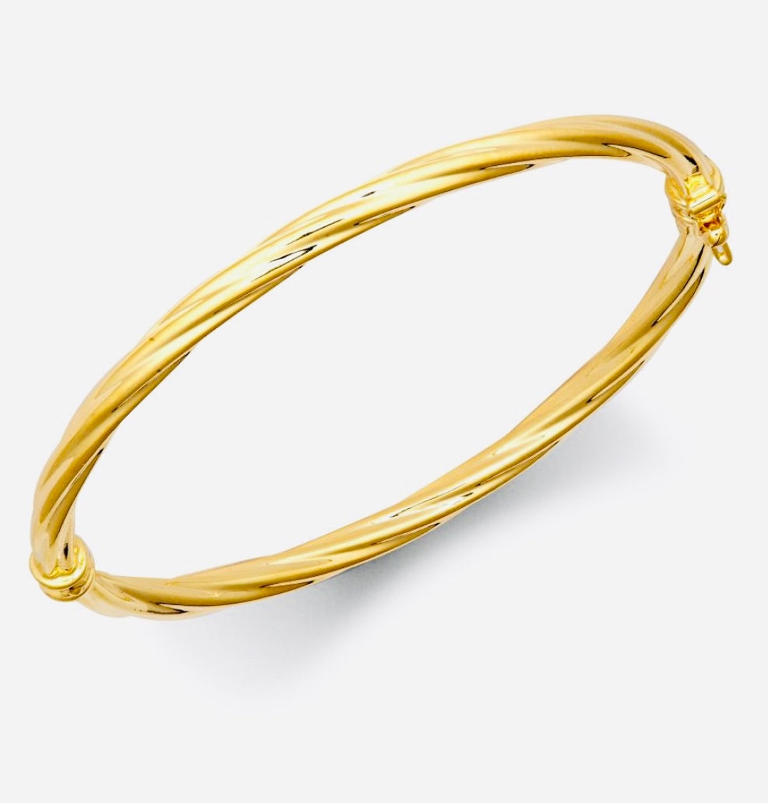 9ct Gold Twist Bangle - Hinged Design - Etsy