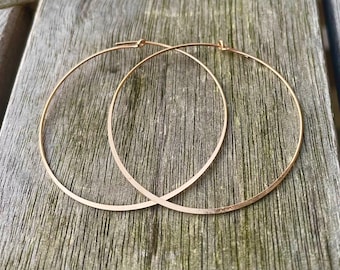 Gold Flat Filled Hoops - Etsy