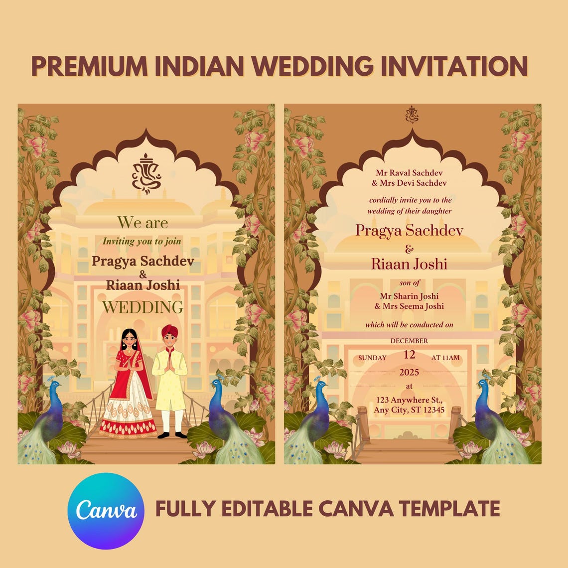 Animated Indian Wedding Invitation | Canva Template (digital) - Etsy