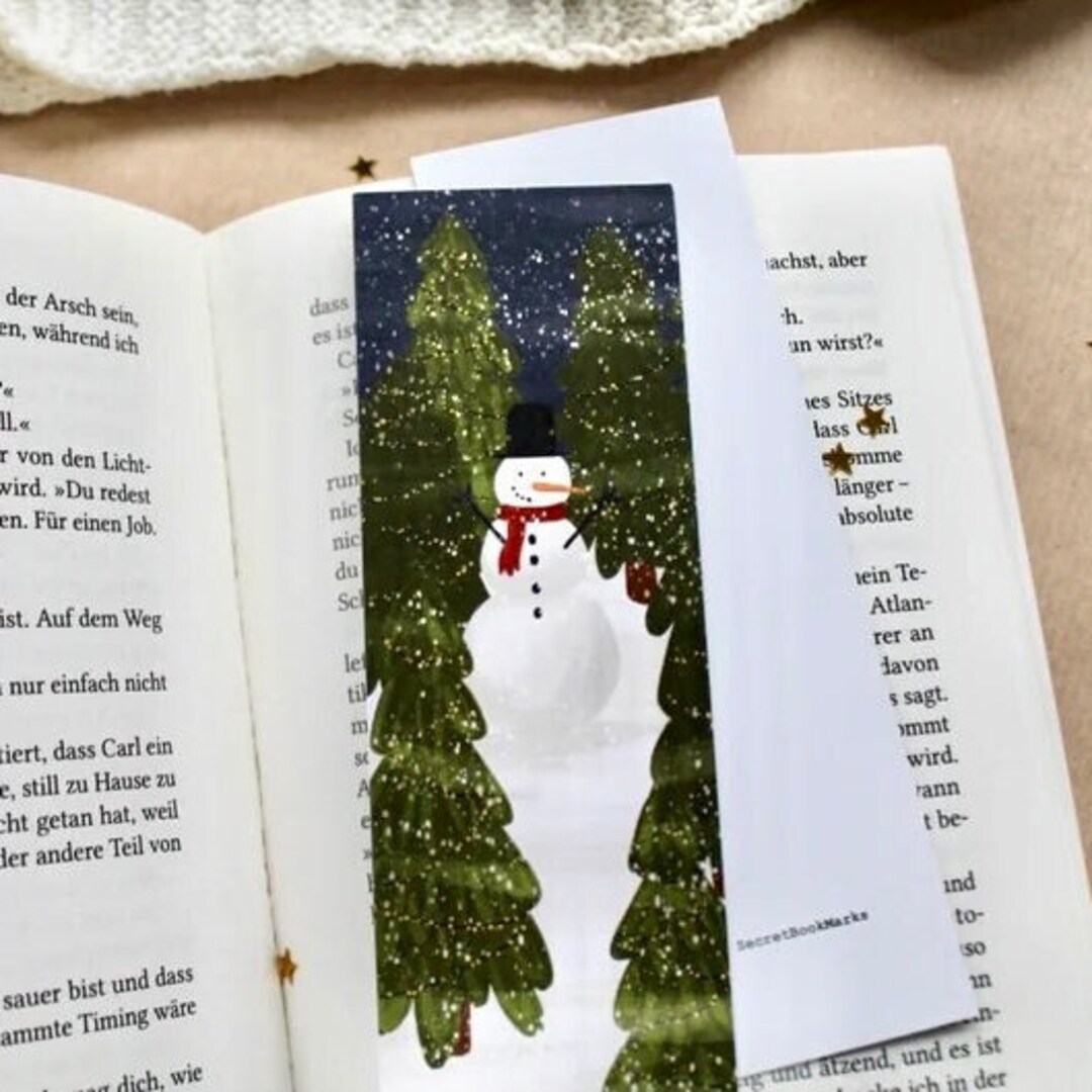 Sweet Bookmark winter Wonderland in Gouche Look Printed on Both Sides ...