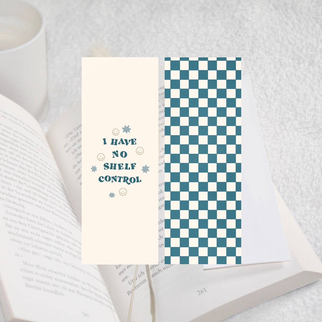 Bookmark shelf Control in Retro Printed on Both Sides Minimalist Gift ...