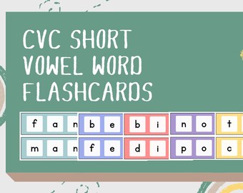 Kindergarten Spelling Cards, Beginning Letter, Phonics Cards, Cvc Words Flashcards, Consonant ...