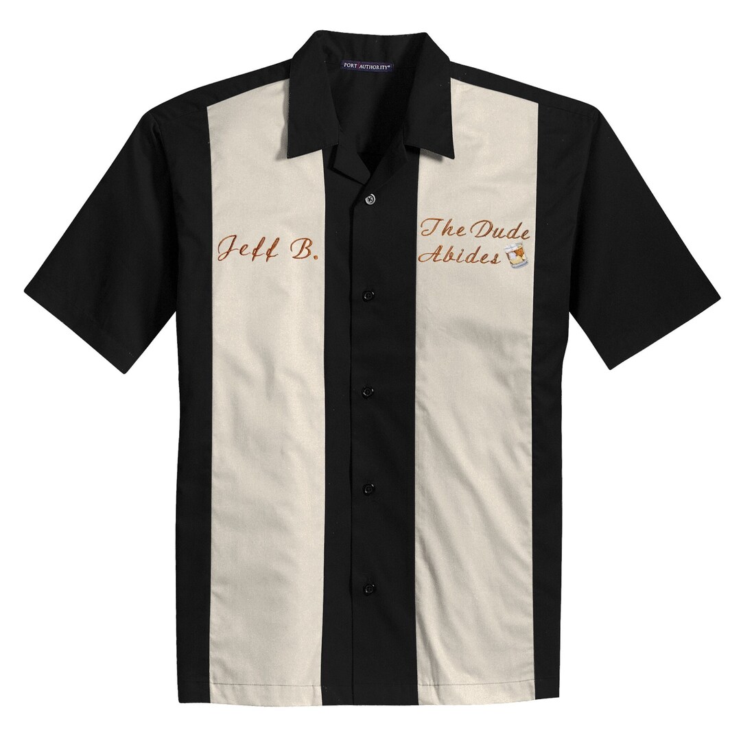 The Dude Abides Embroidered Bowling Shirt, With Custom Name, Inspired ...