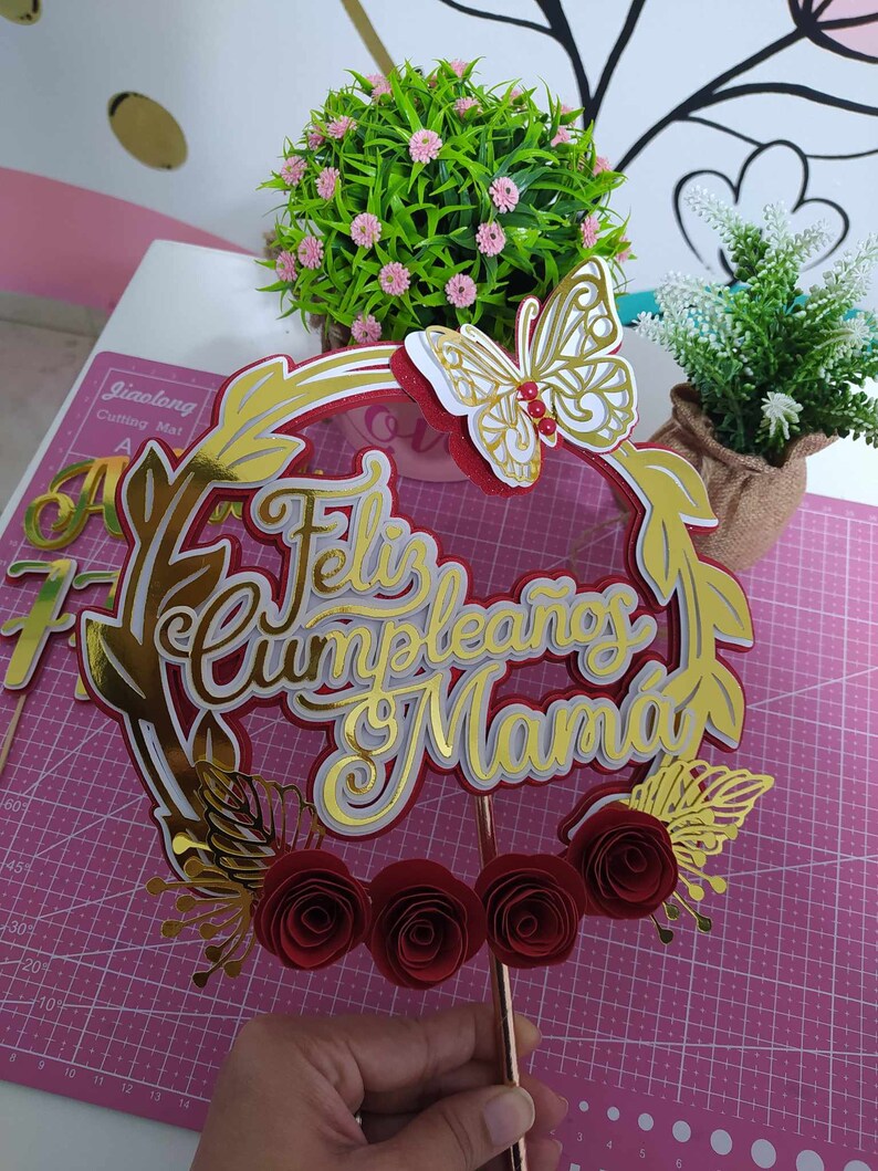 Toppers Caketoppers Happy Birthday Mom Digital File, Studio Format and Svg Silhouette or Cricut ...