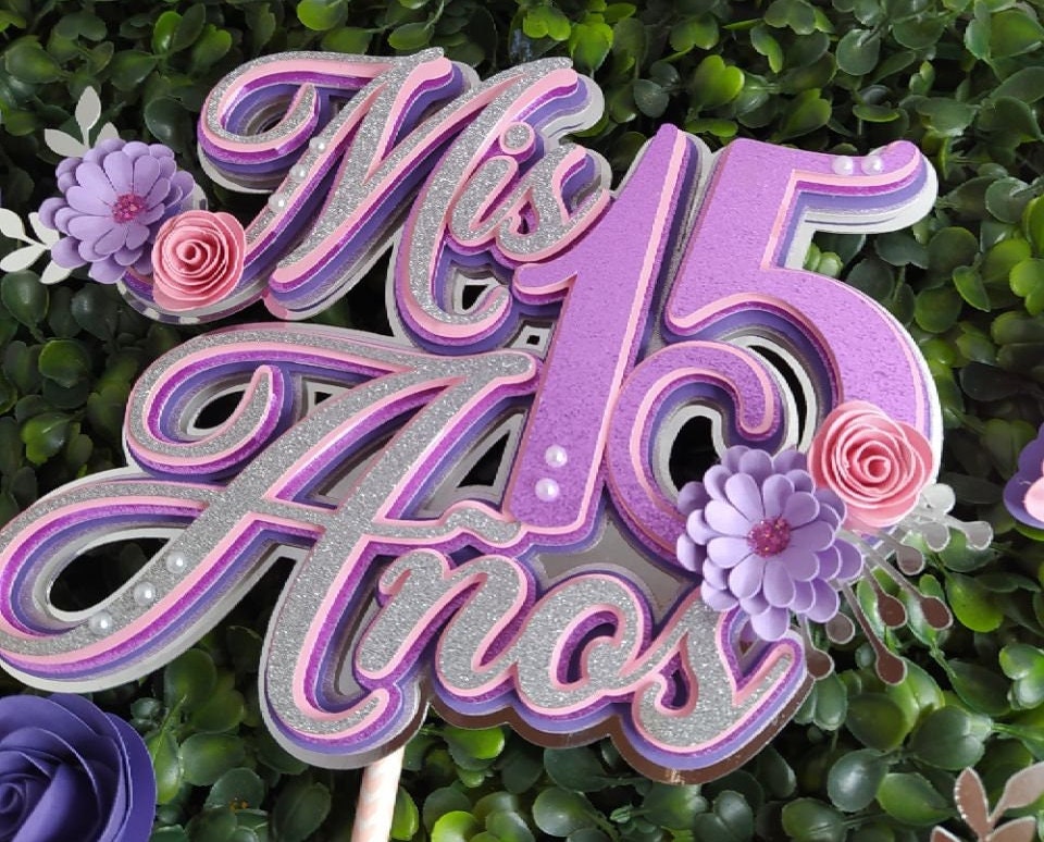 Toppers 15 años cute file template toppers cake topper cricut y ...
