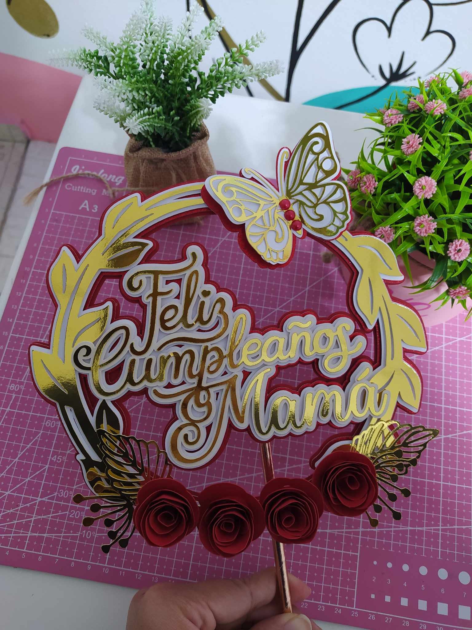 Toppers Caketoppers Happy Birthday Mom Digital File, Studio Format and Svg Silhouette or Cricut ...