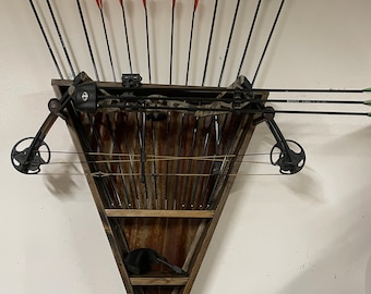 Handmade Rustic Wood Bow and Arrow Holder, Bow and Arrow Rack, Bow Wood ...