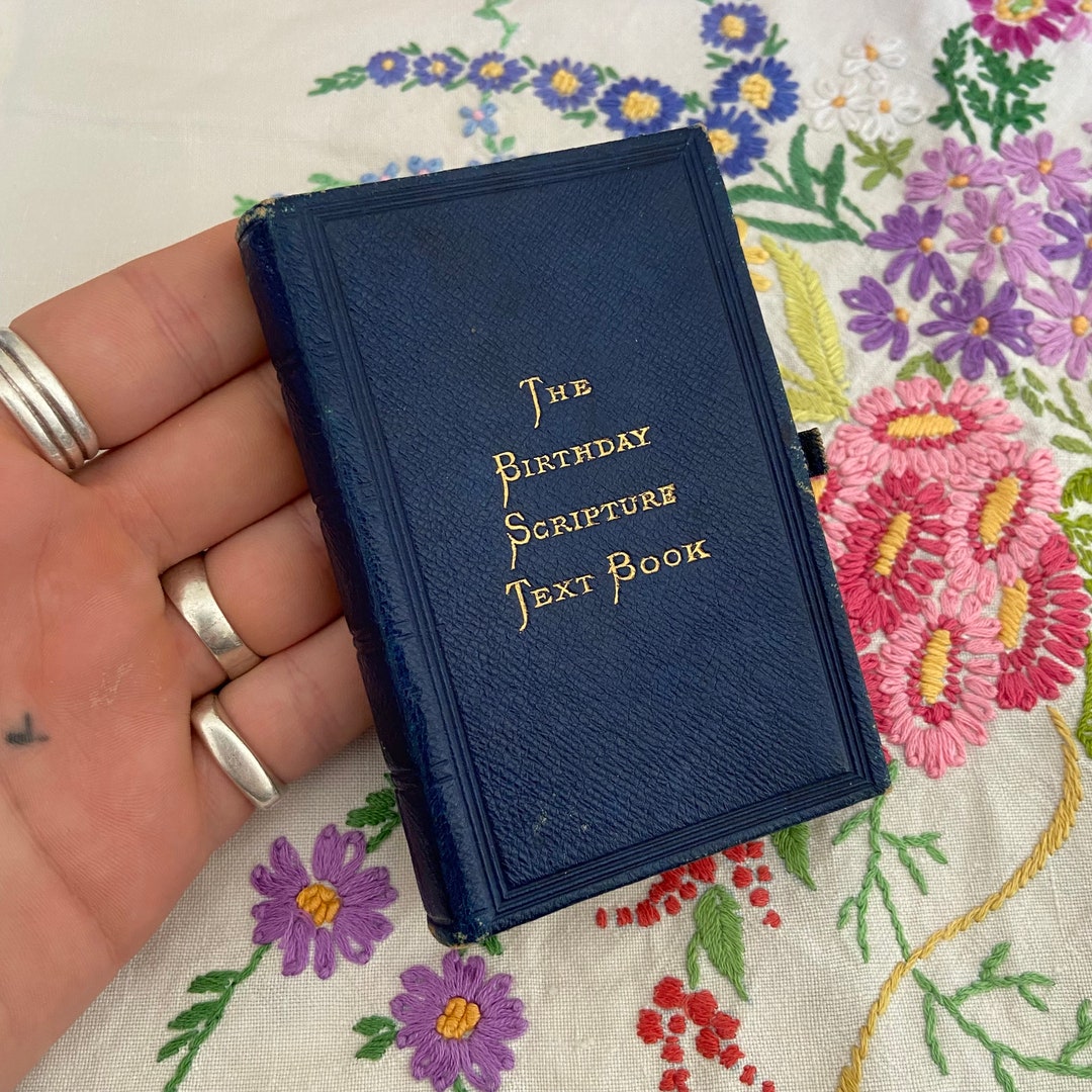 RARE Antique Book the Birthday Scripture Text Book 1800s Blue Gilt ...