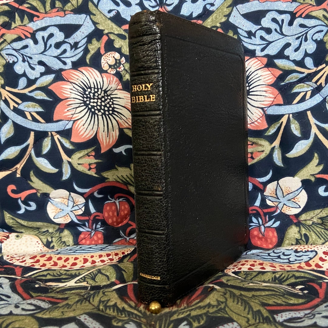 Antique Holy BIBLE Black Leather CAMBRIDGE UNIVERSITY Press Early 1900s ...