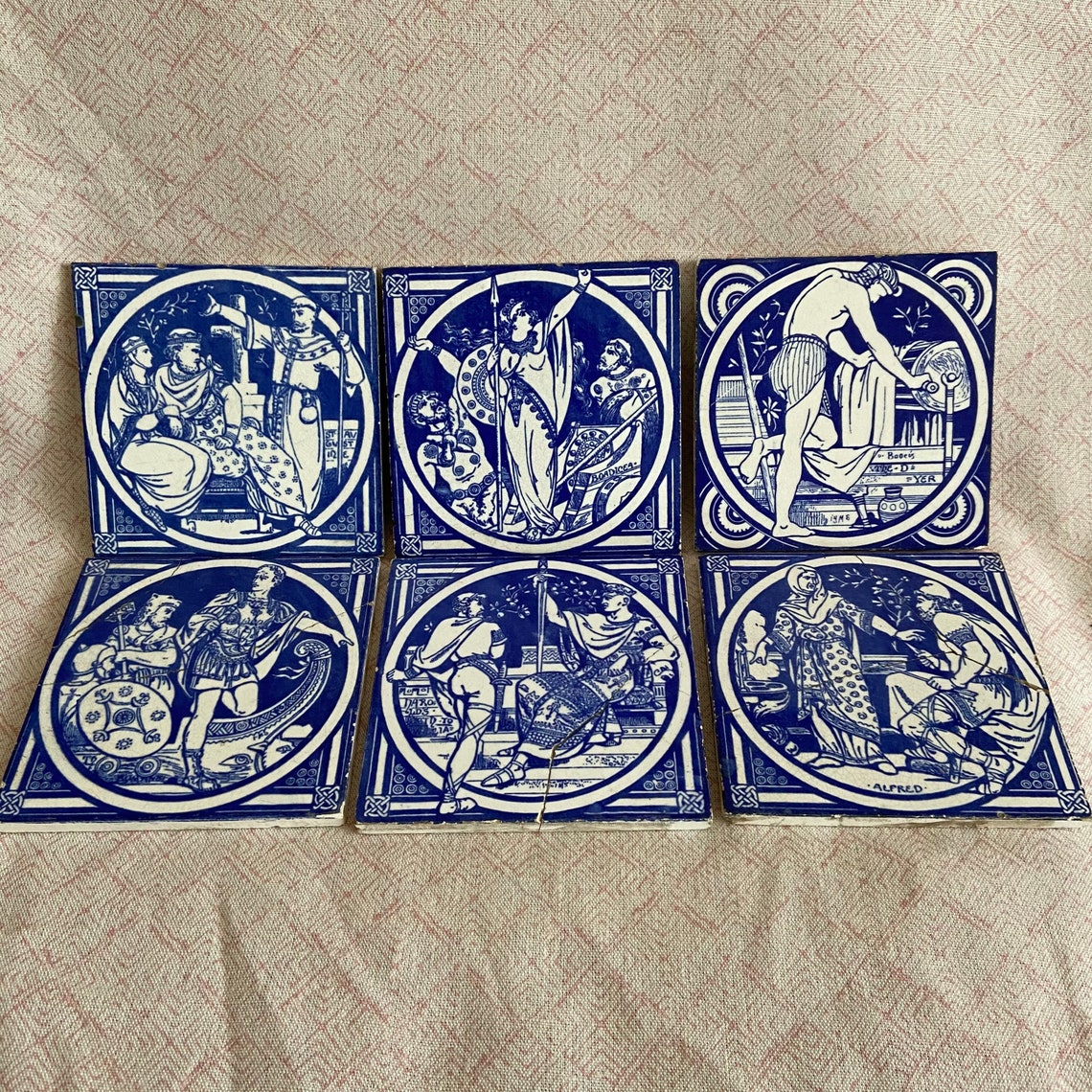 Set of 6 Beautiful Antique Victorian Minton Tiles Classical | Etsy