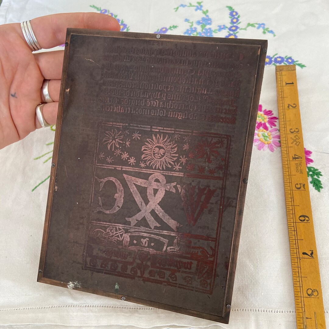 RARE Vintage Antique Letterpress Printing Block Ancient Manuscript Page ...