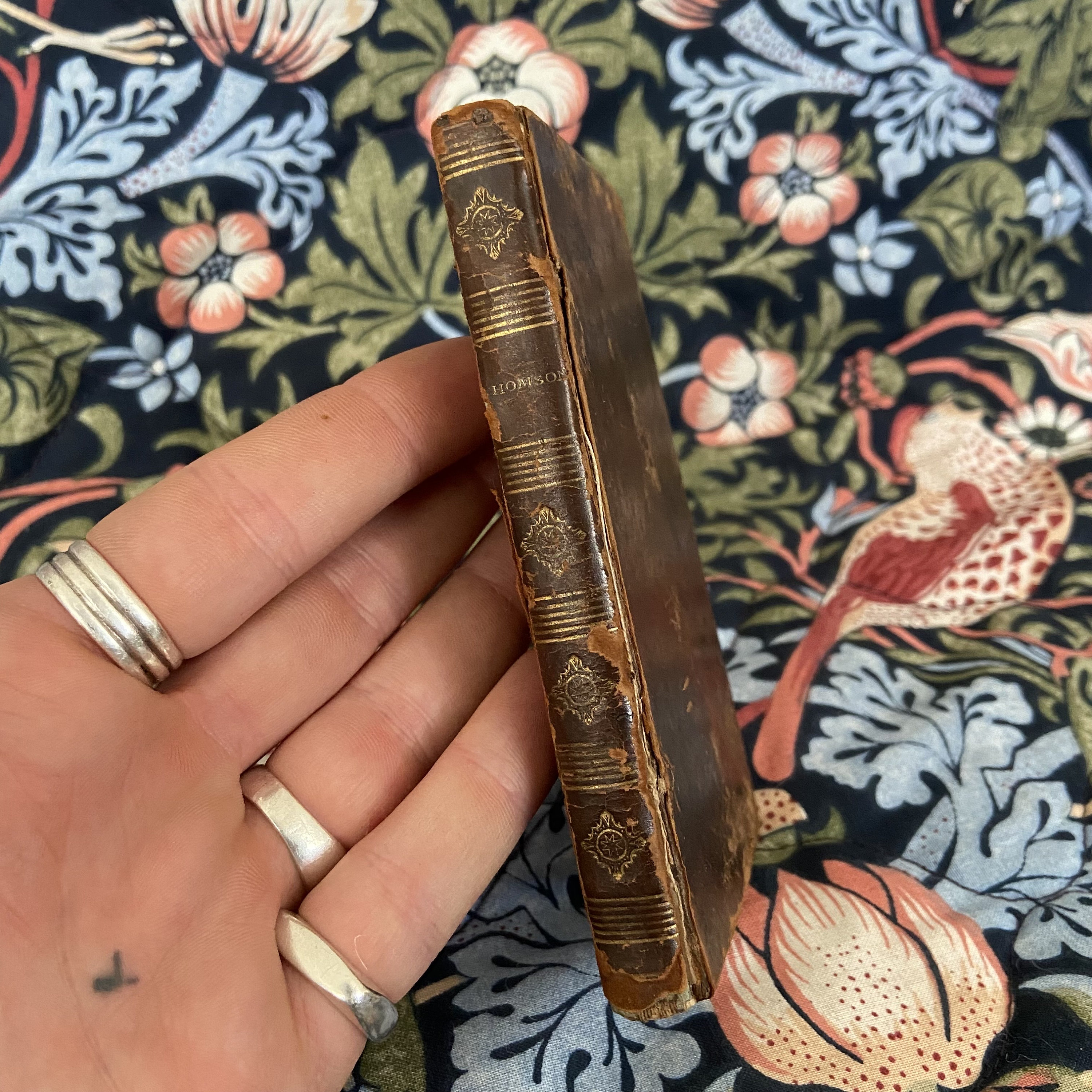 Antique Book 1700s THE SEASONS by James THOMSON 12cm Leather Bound ...