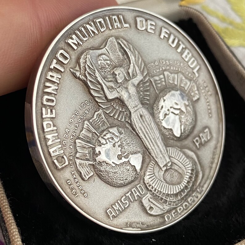 VERY RARE Solid Silver MEXICO 1970 Football World Cup Medal Coin ...