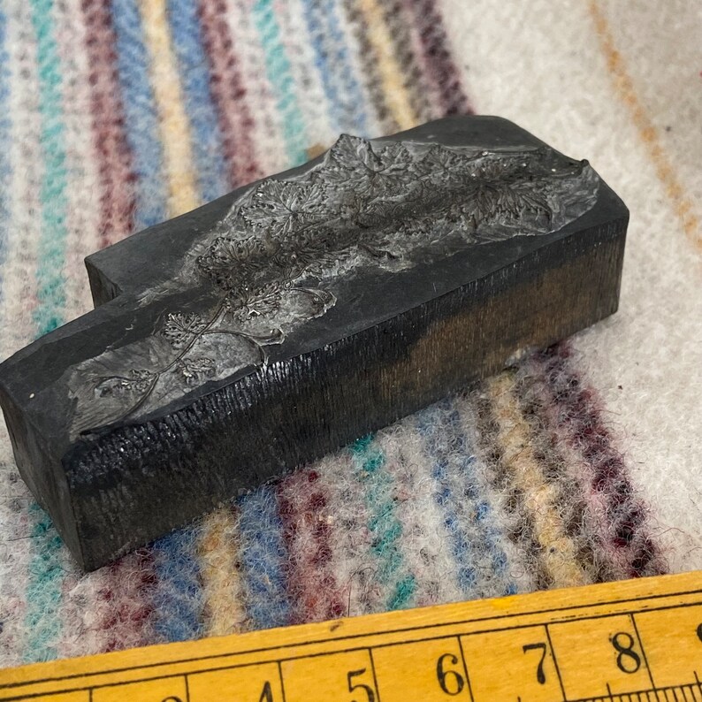 VERY RARE Antique Carved Wooden Printing Block Leaves Botany BEAUTIFUL ...