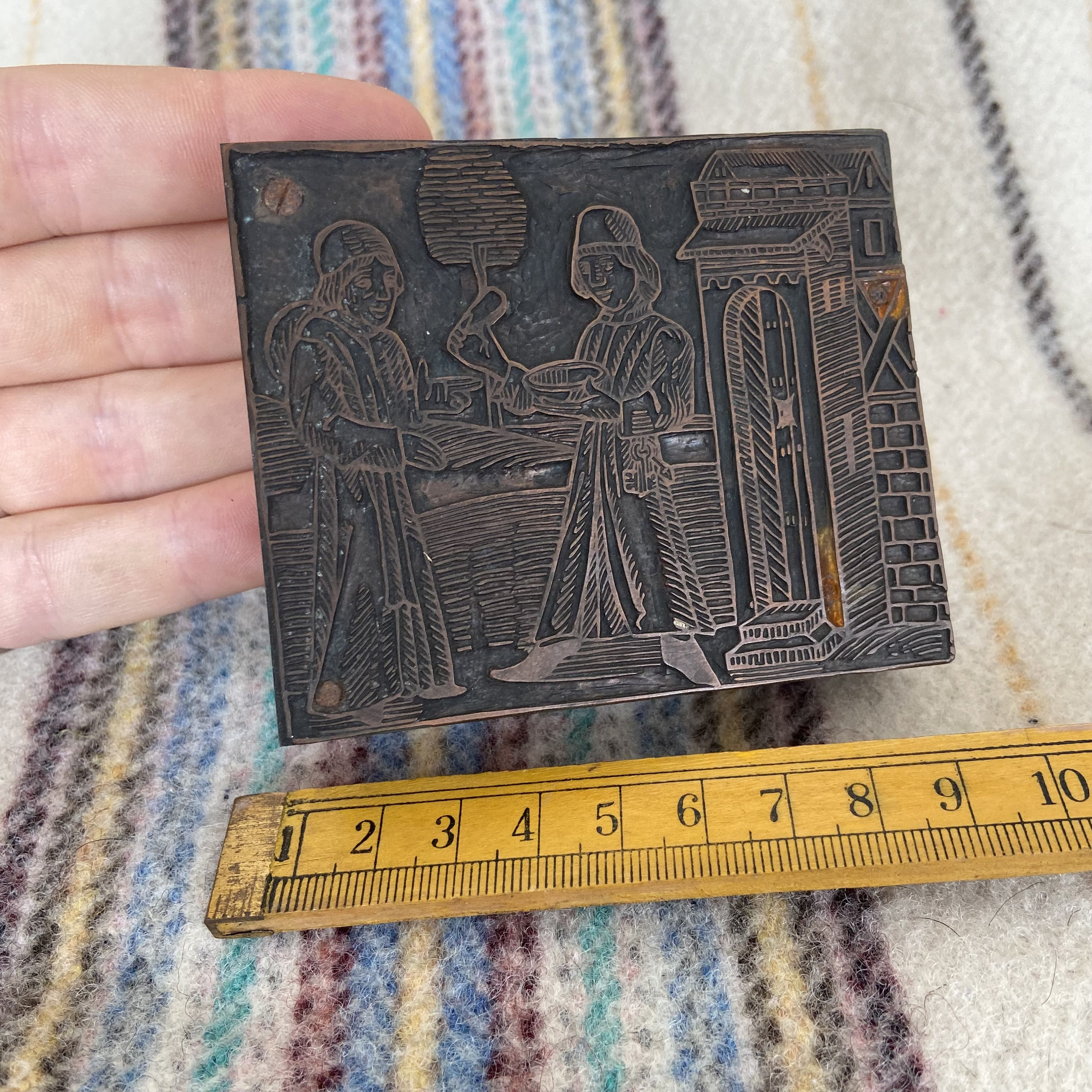 VERY RARE Antique Carved Wooden and Bronze Printing Block - Etsy