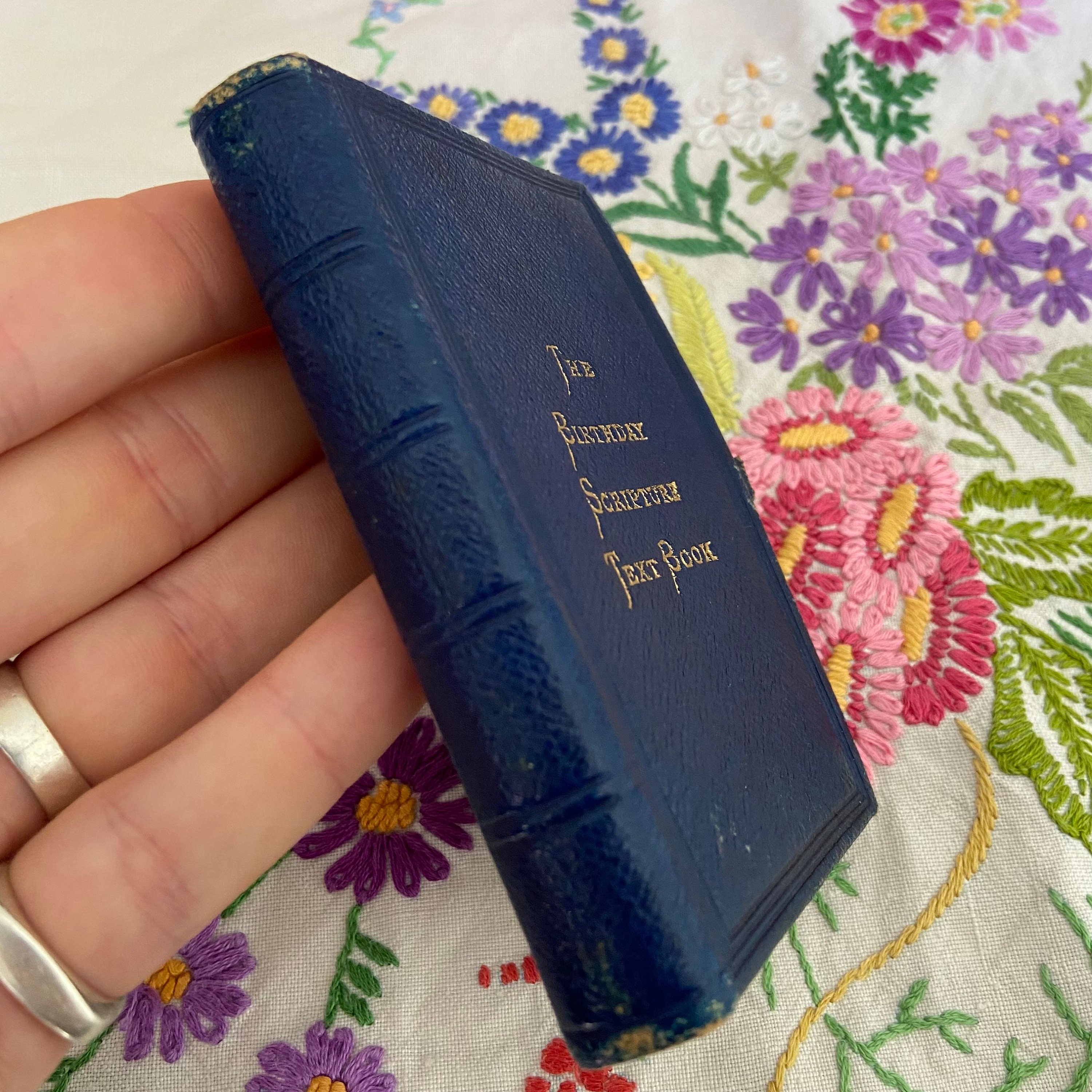 RARE Antique Book the Birthday Scripture Text Book 1800s Blue Gilt ...