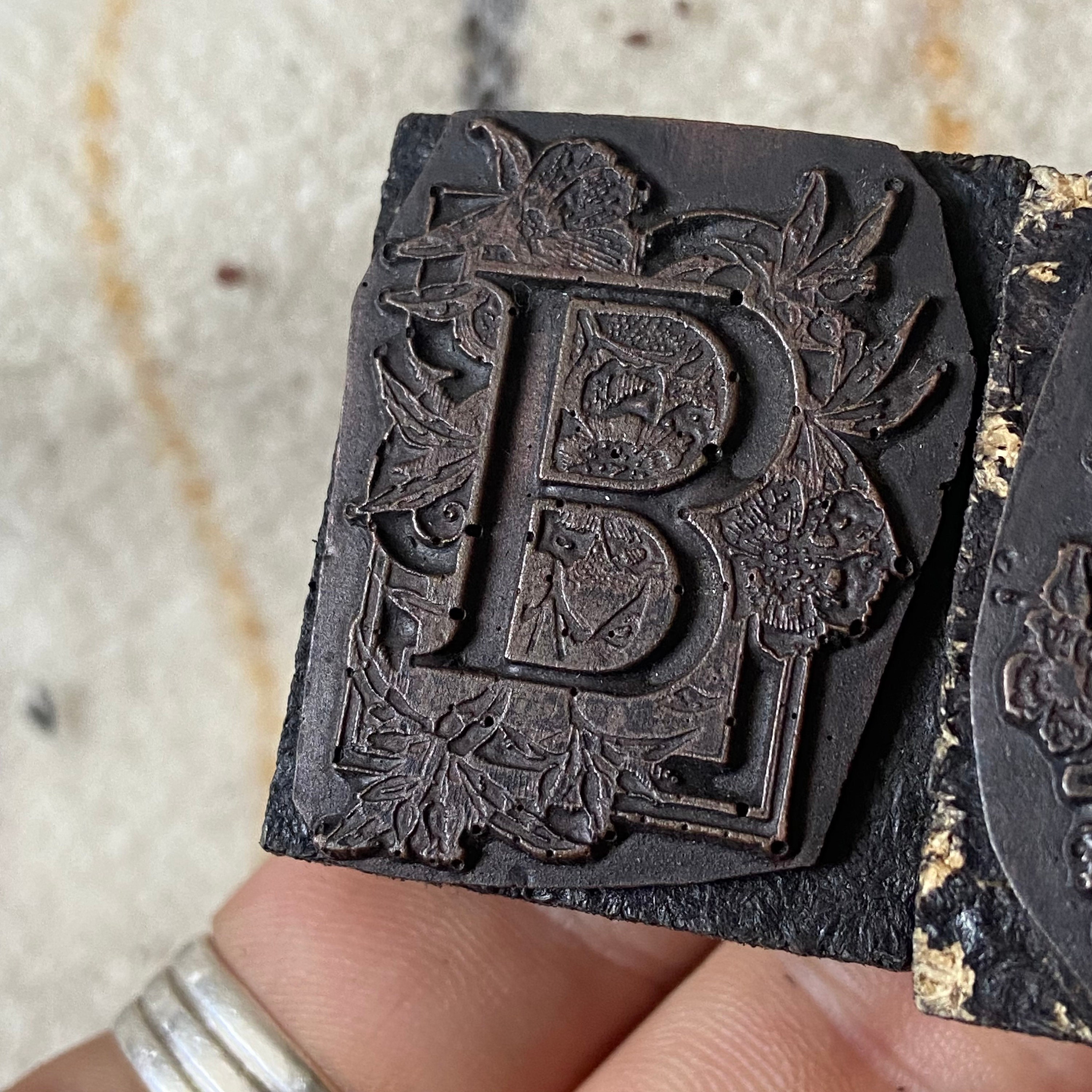 Antique Copper Wooden Printing Blocks Letters B M Letterpress Adana ...