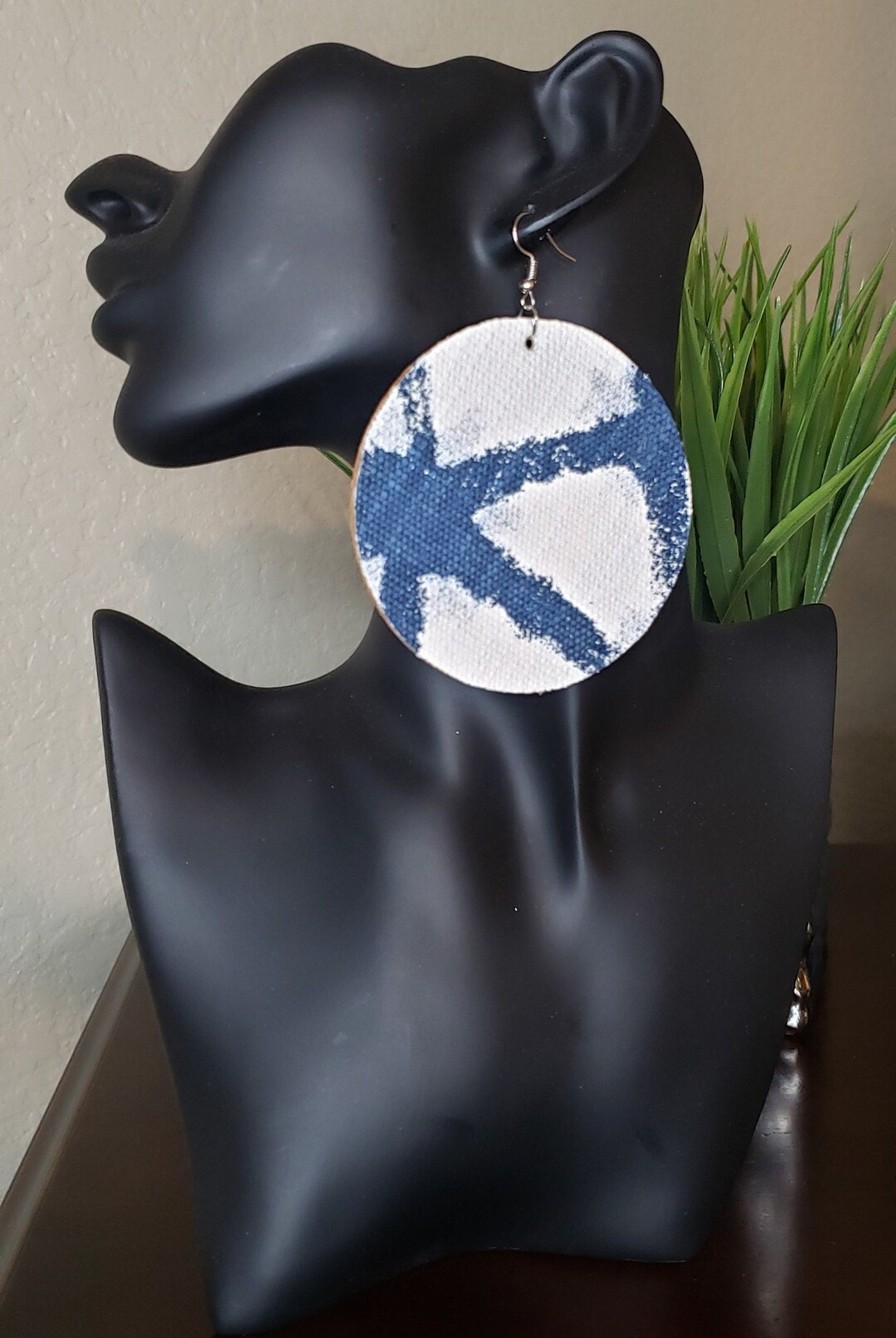 Jean Abstract Earrings Blue Jean Earrings Handmade Jean Earrings ...