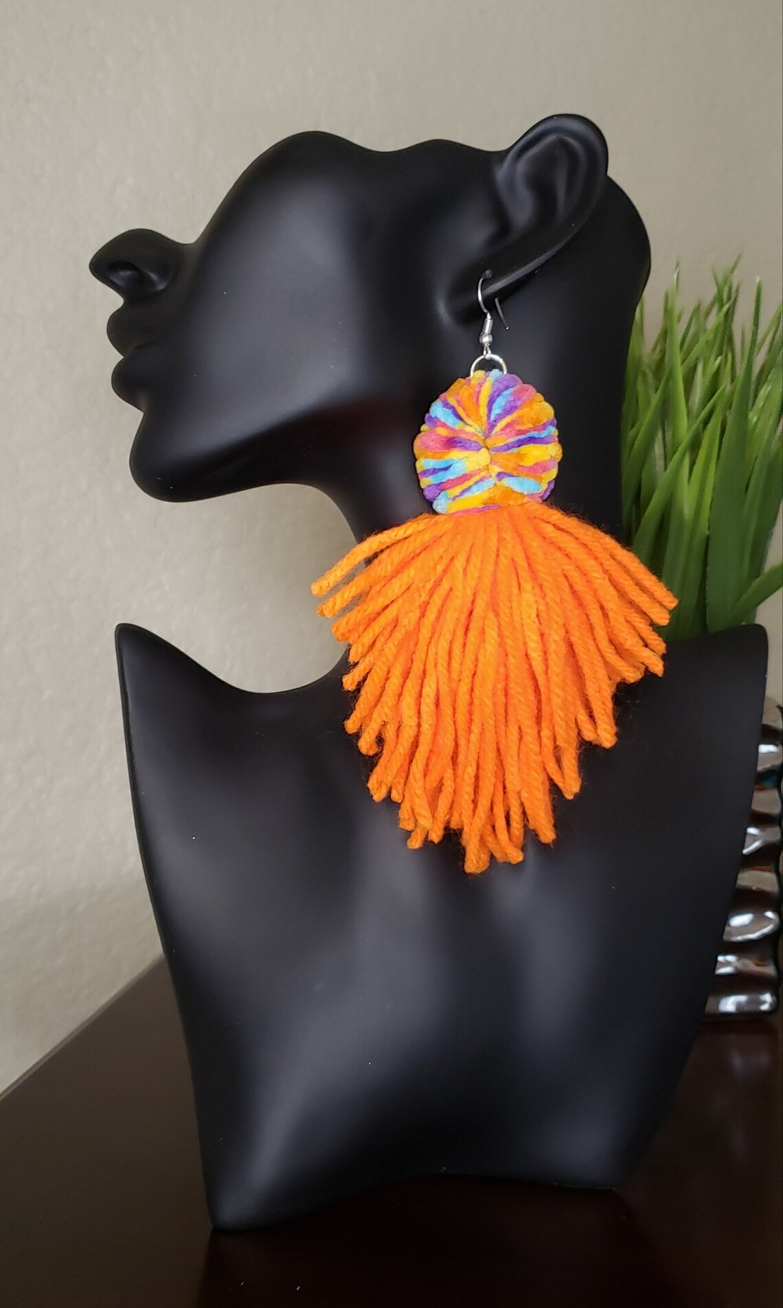 Colorful Large Bold Statement Earrings Handmade Yarn Earrings Trendy ...