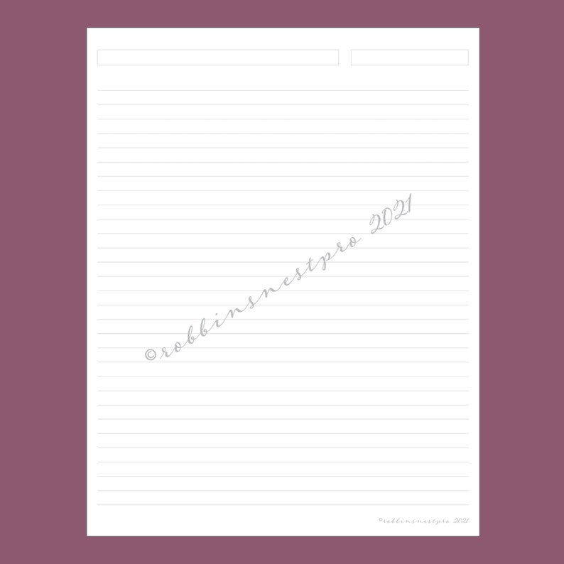 Lined Notbook Page, Printable Notebook Page, College Ruled Notebook ...