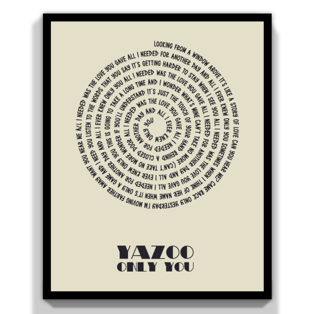 Yazoo Only You 80s Music Song Lyrics Unframed Art Print - Etsy
