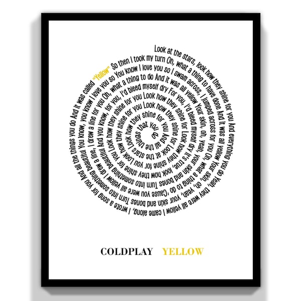 Yellow Lyrics - Etsy