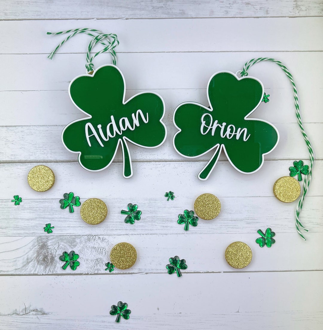 St. Patrick's Day, Shamrock Gift Tags, Personalized Name Tags, St ...
