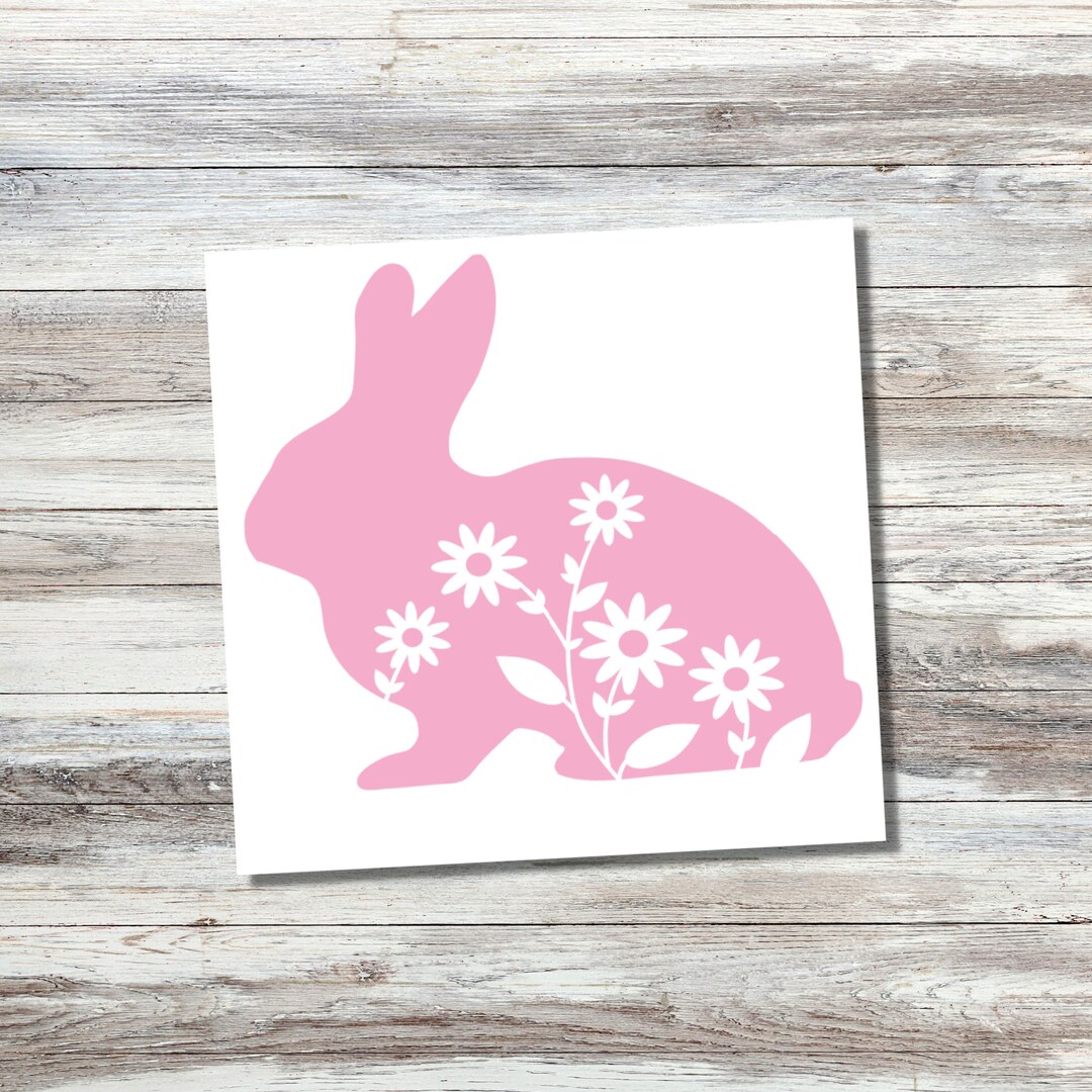 Flower Bunny Decal Easter Bunny Decal Car Decal Laptop Decal Water ...