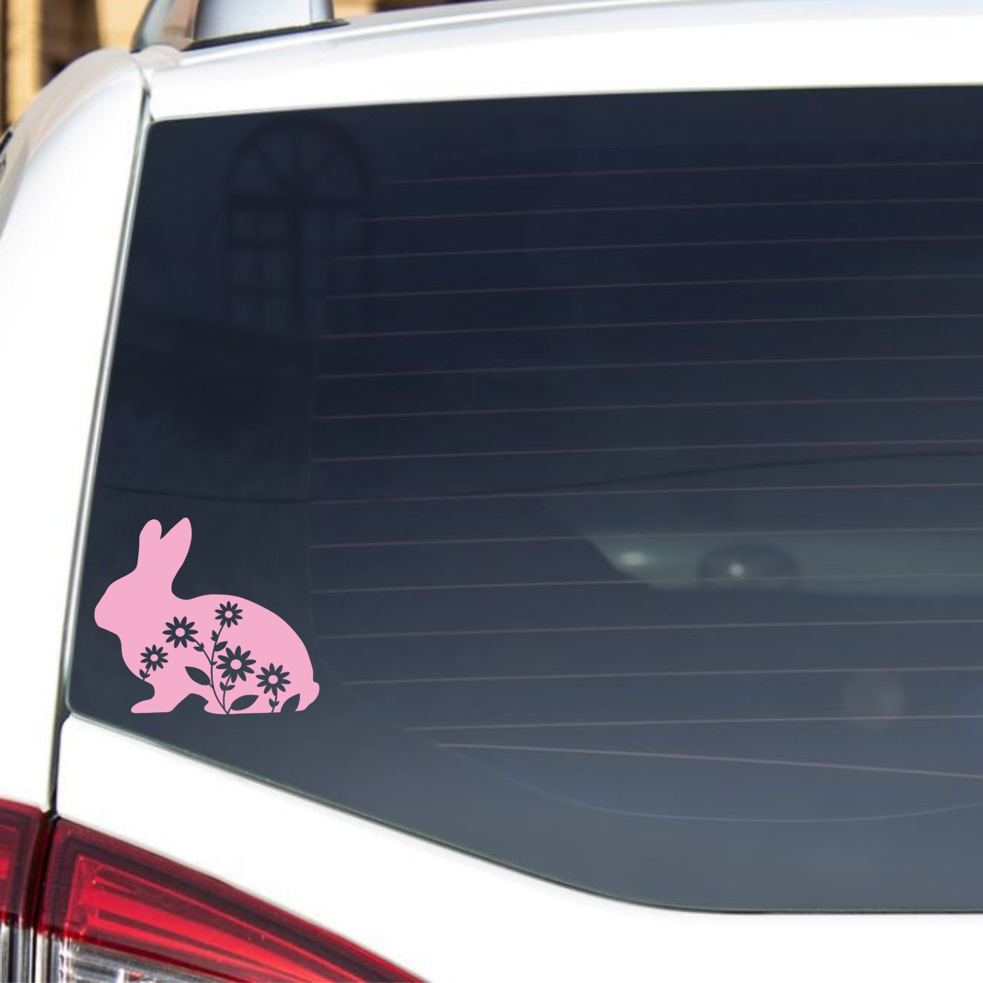 Flower Bunny Decal Easter Bunny Decal Car Decal Laptop Decal Water ...