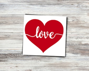 Heart Love Script Vinyl Decal Car Decal Laptop Decal | Etsy