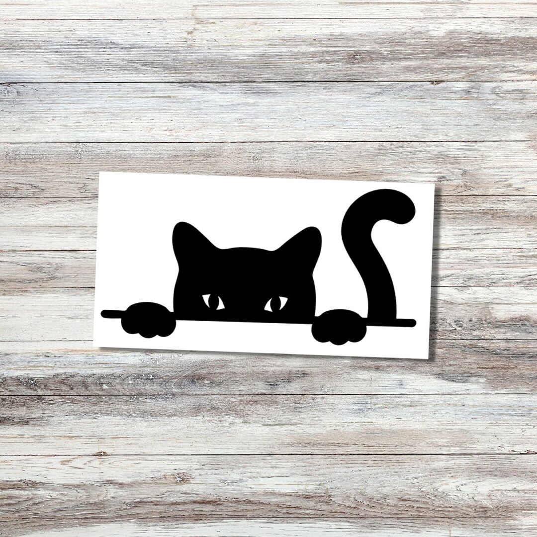 Peeking Cat Vinyl Decal - Etsy