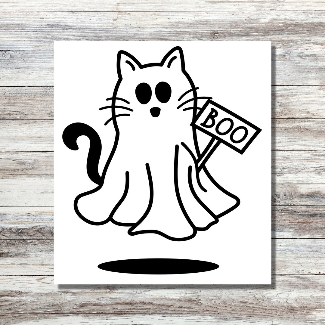 Boo Cat Vinyl Decal | Halloween Decal - Etsy