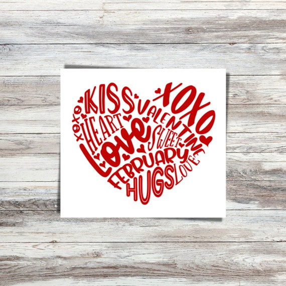Valentine Script Heart Vinyl Decal Valentine's Day Decal | Etsy