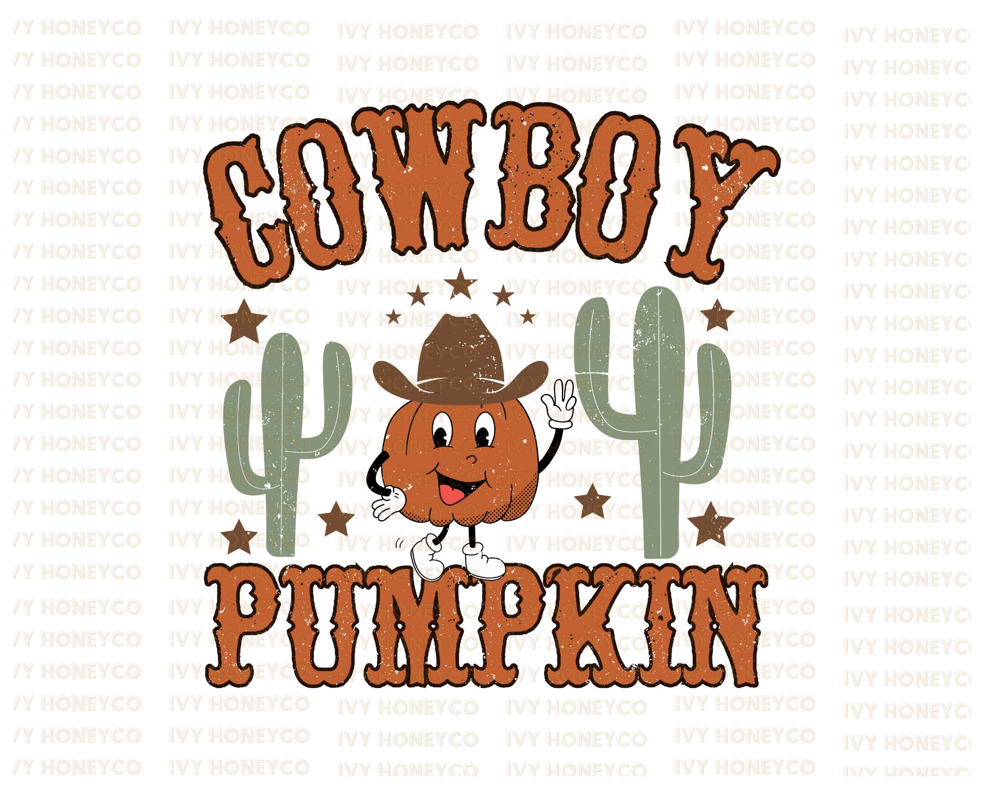 Retro Western Fall PNG Cowboy Pumpkin Cowboy Png Fall Vibes - Etsy