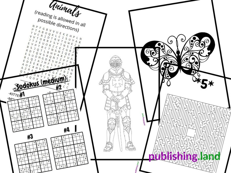 Activity Book Wordsearch, Sudoku, Coloring and Mazes Print at Home ...