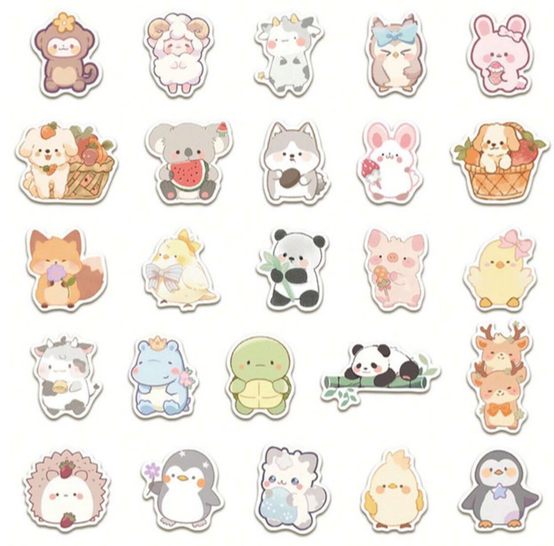 8 Random Cute Animal Stickers - Etsy