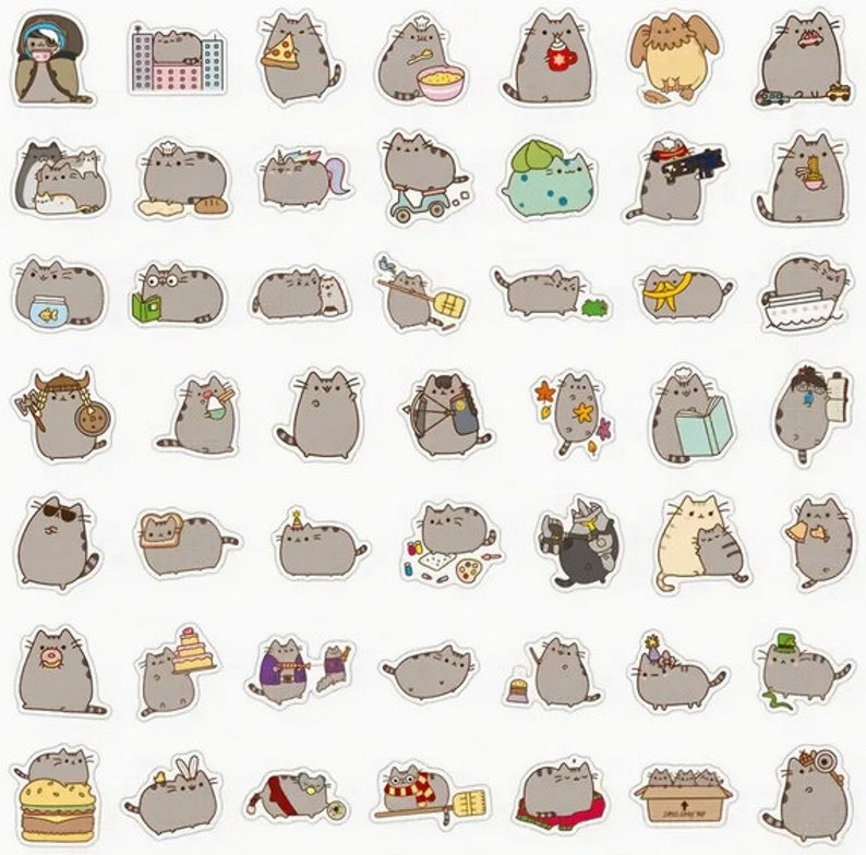 7 Cute Pusheen Stickers - Etsy