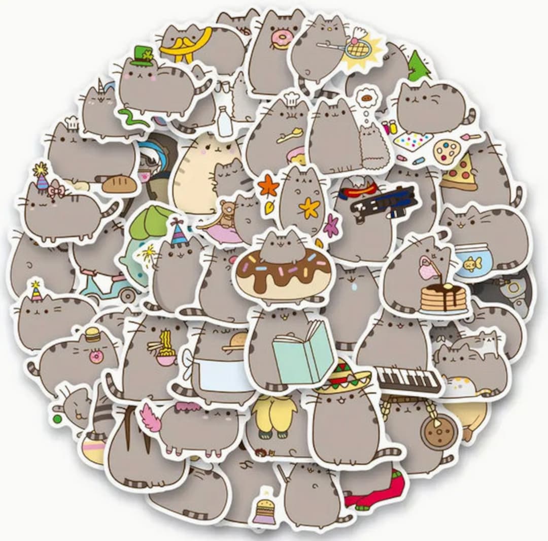 7 Cute Pusheen Stickers - Etsy