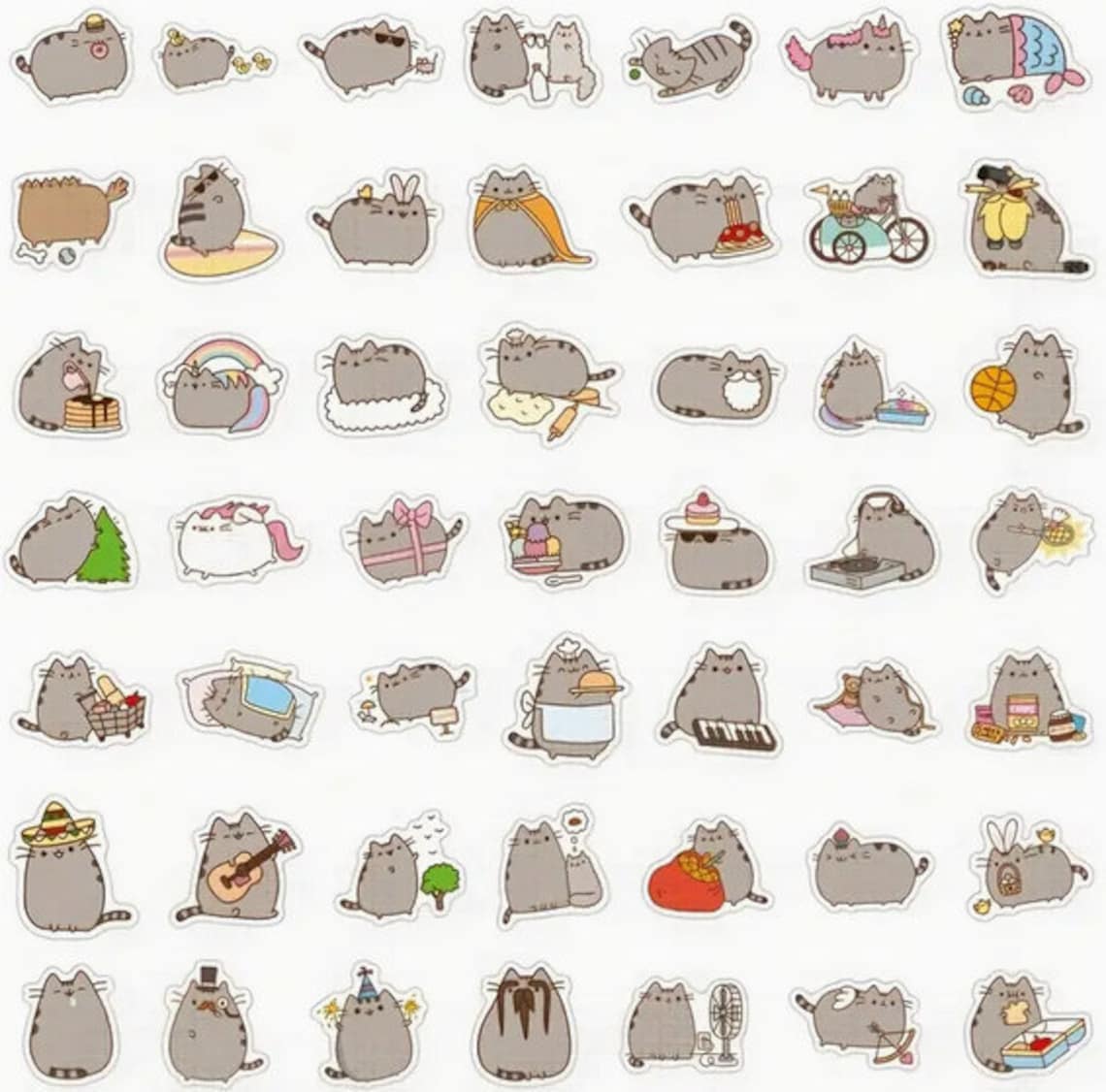 7 Cute Pusheen Stickers - Etsy