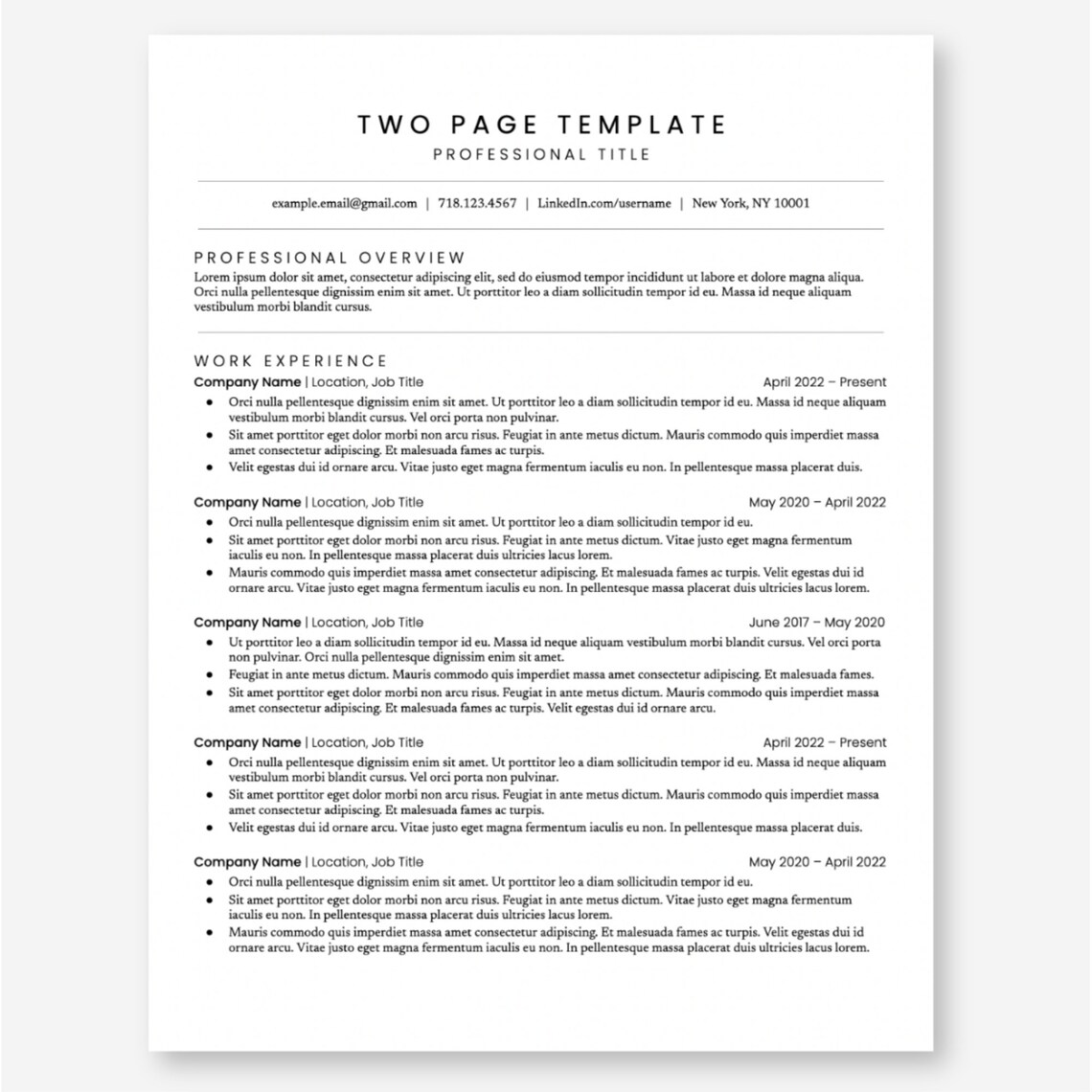 ATS Friendly Google Docs Resume Template 1 and 2 Page Basic Beautiful ...