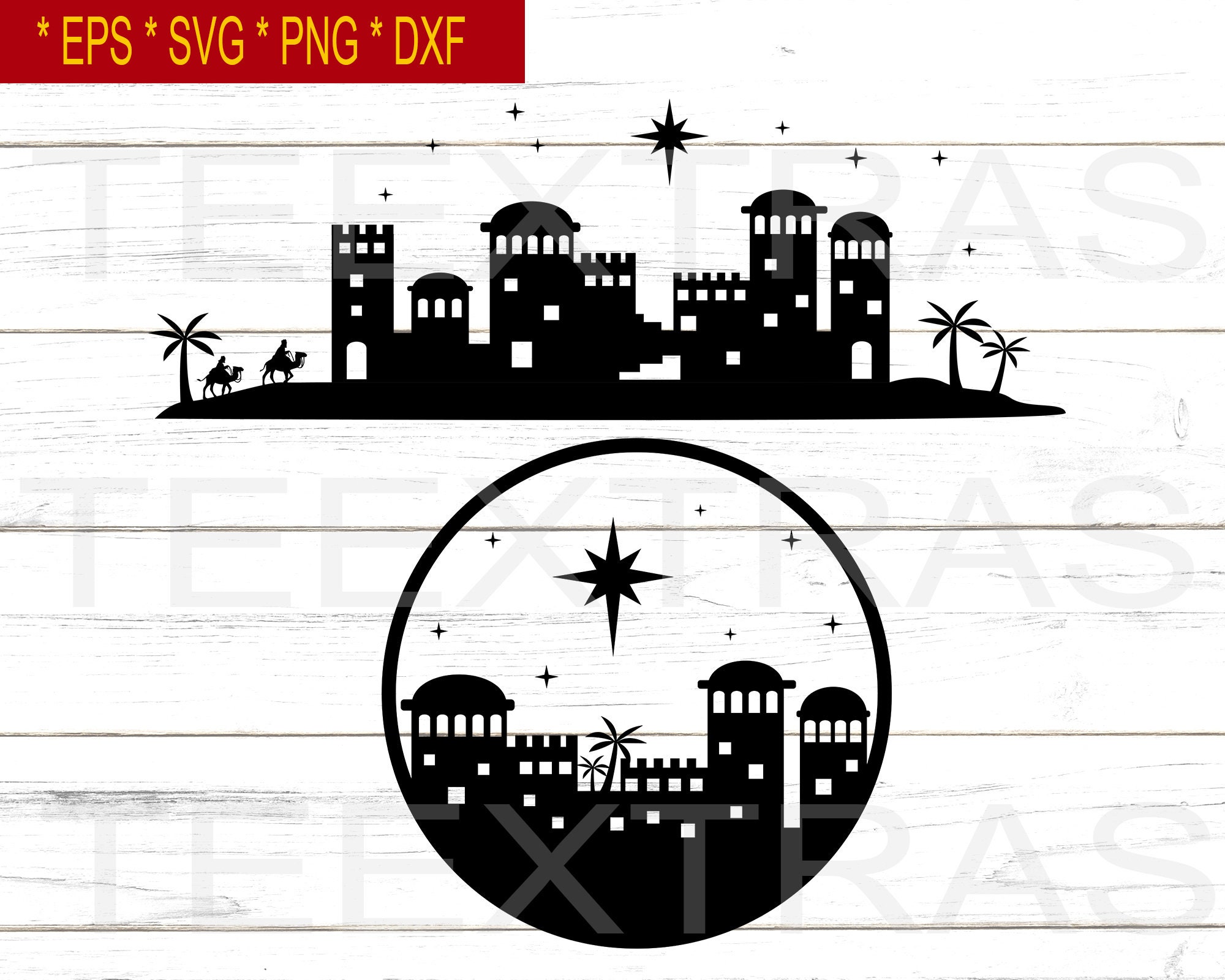 The Little Town Of Bethlehem With Star Clip Art