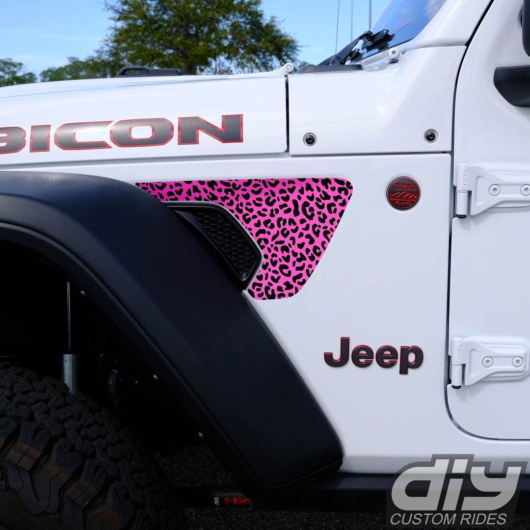 Jeep Fender Vent Vinyl pink Leopard Decals Fits 2018-2024 Wrangler JL ...