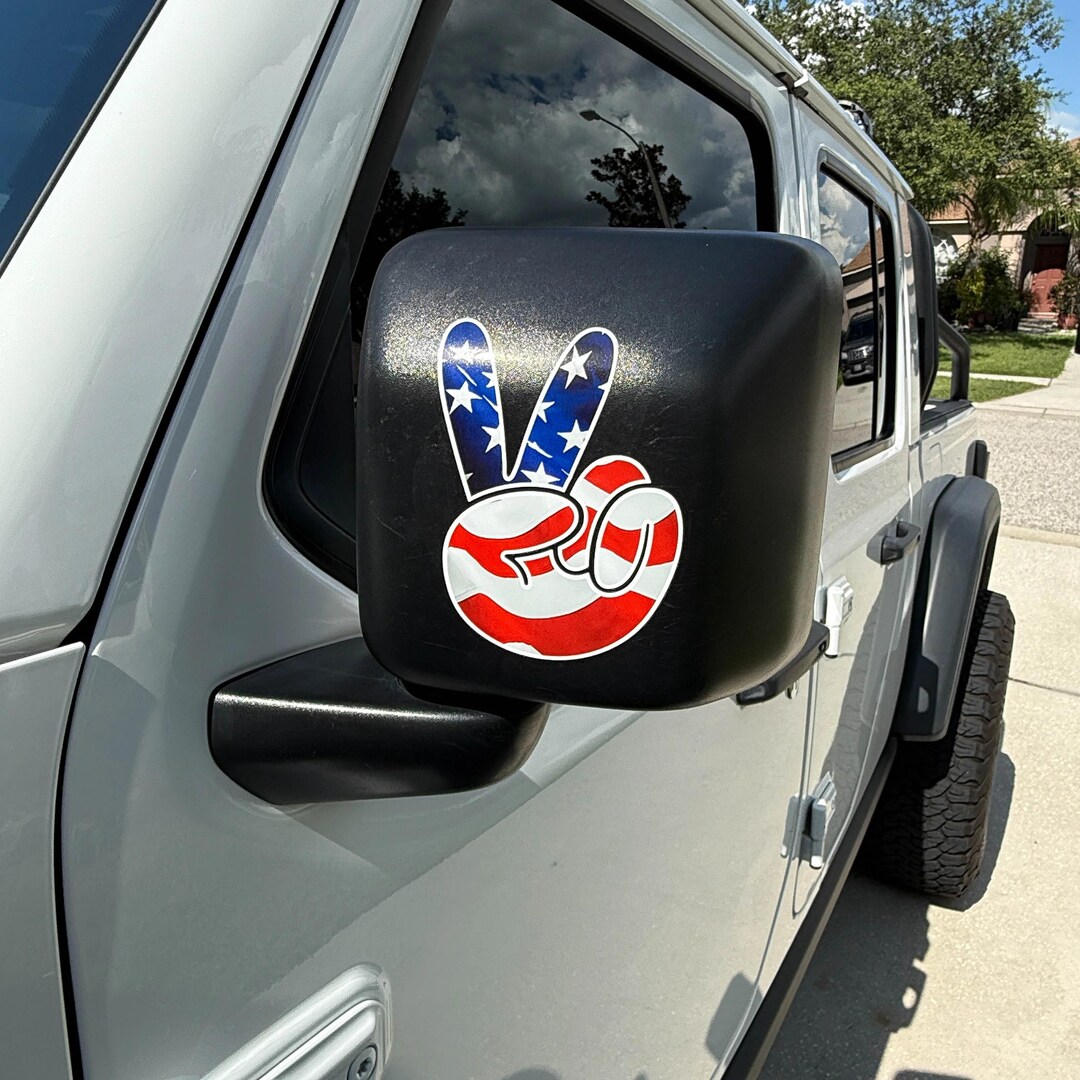 American Flag Peace Wave Left & Right Mirrors Vinyl Decals Fits All ...