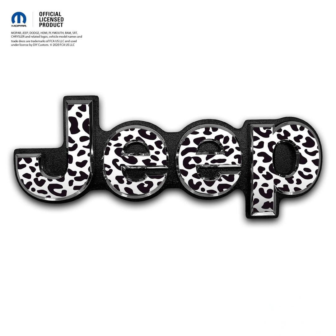 Jeep Emblem Overlay Decals - Black & White Leopard Print - Etsy