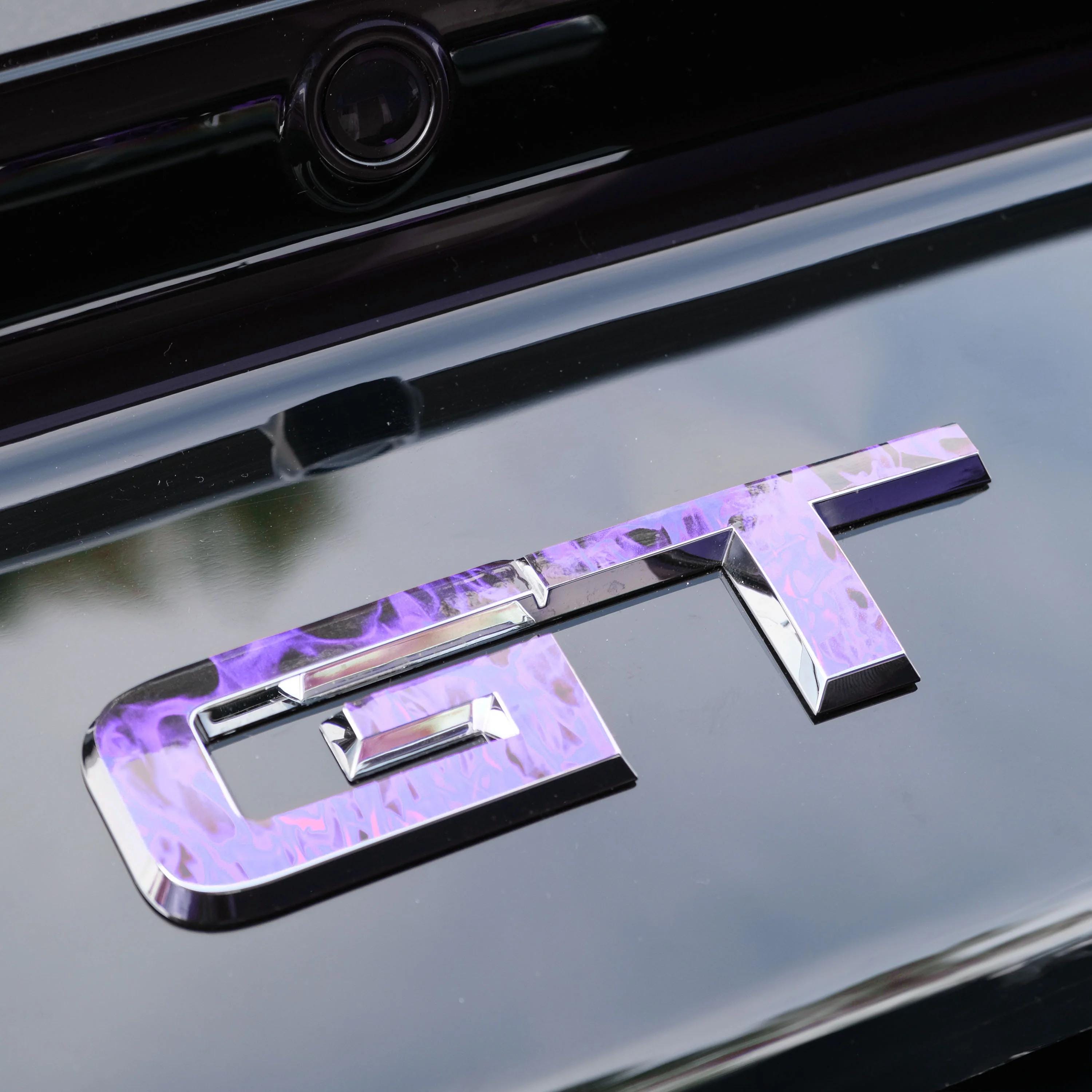 GT "purple Fire Flames" Rear Emblem Overlay Decal Fits 2015-2023 ...