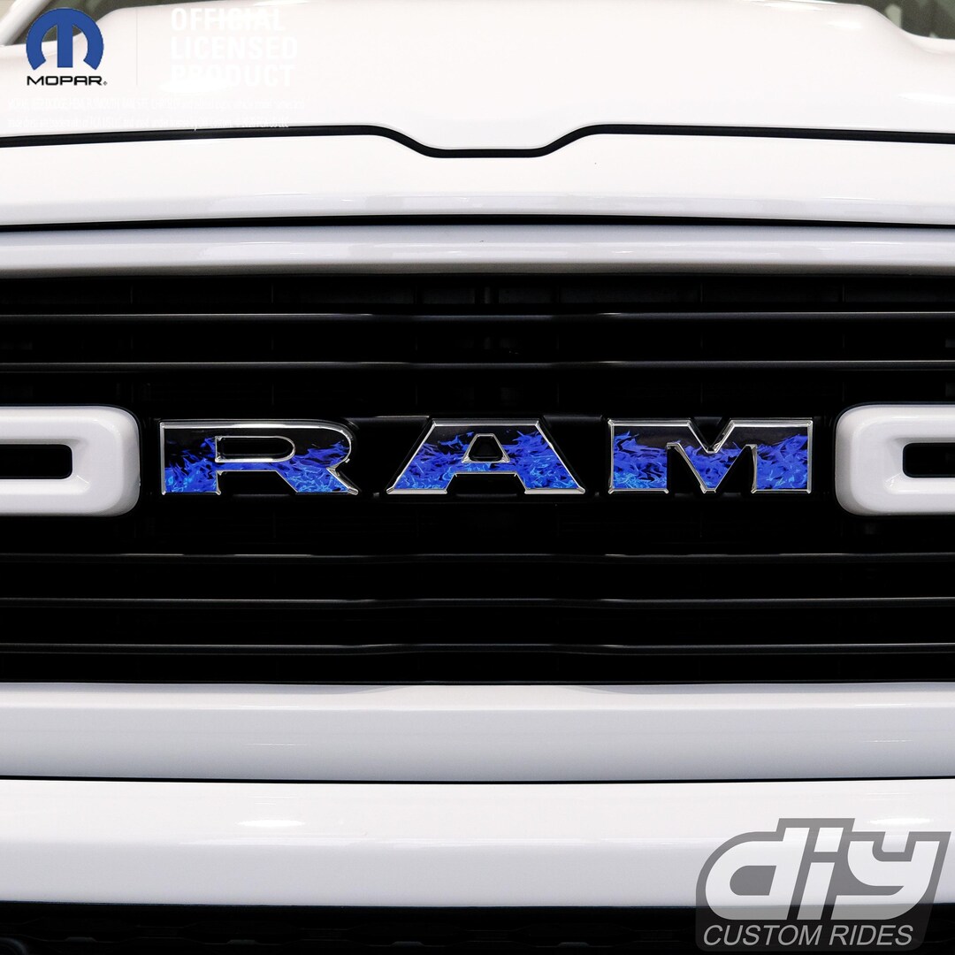RAM Grill Emblem Overlay Decals BLUE FLAMES Fits 2009-2024 1500-5500 - Etsy