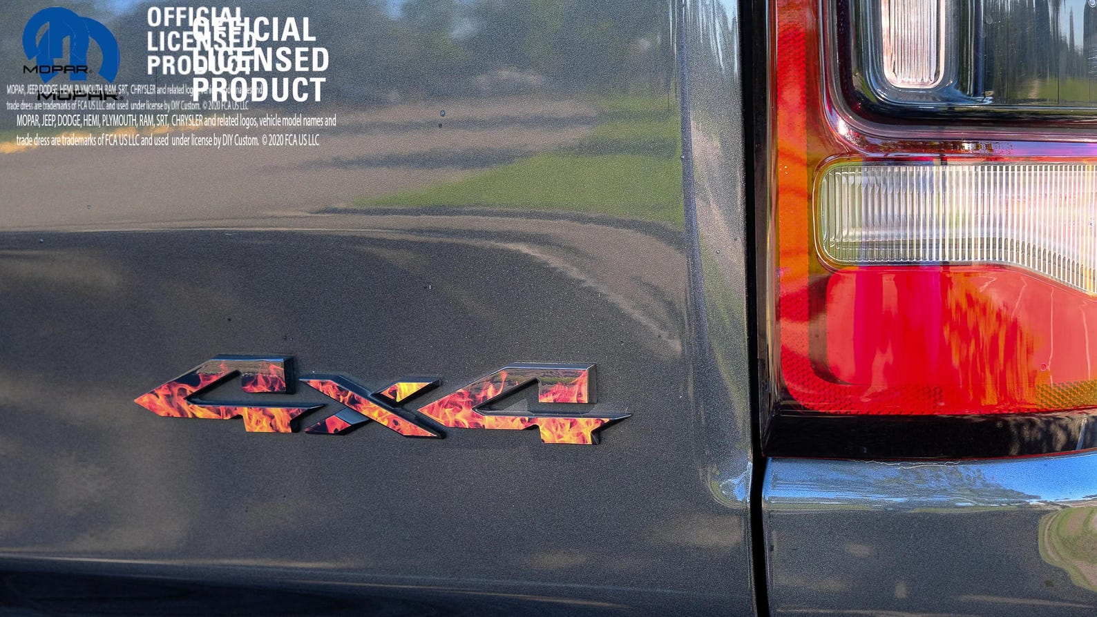 RAM 4x4 Emblem Overlay Decals REAL FIRE Flames Fits 2009-2026 1500-5500 ...