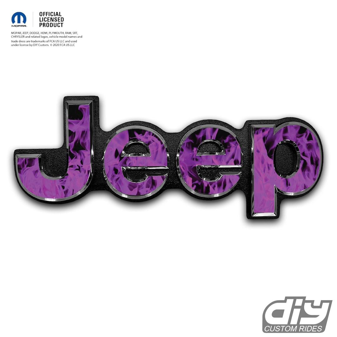 Jeep Emblem Overlay Decals Purple Flames - Etsy
